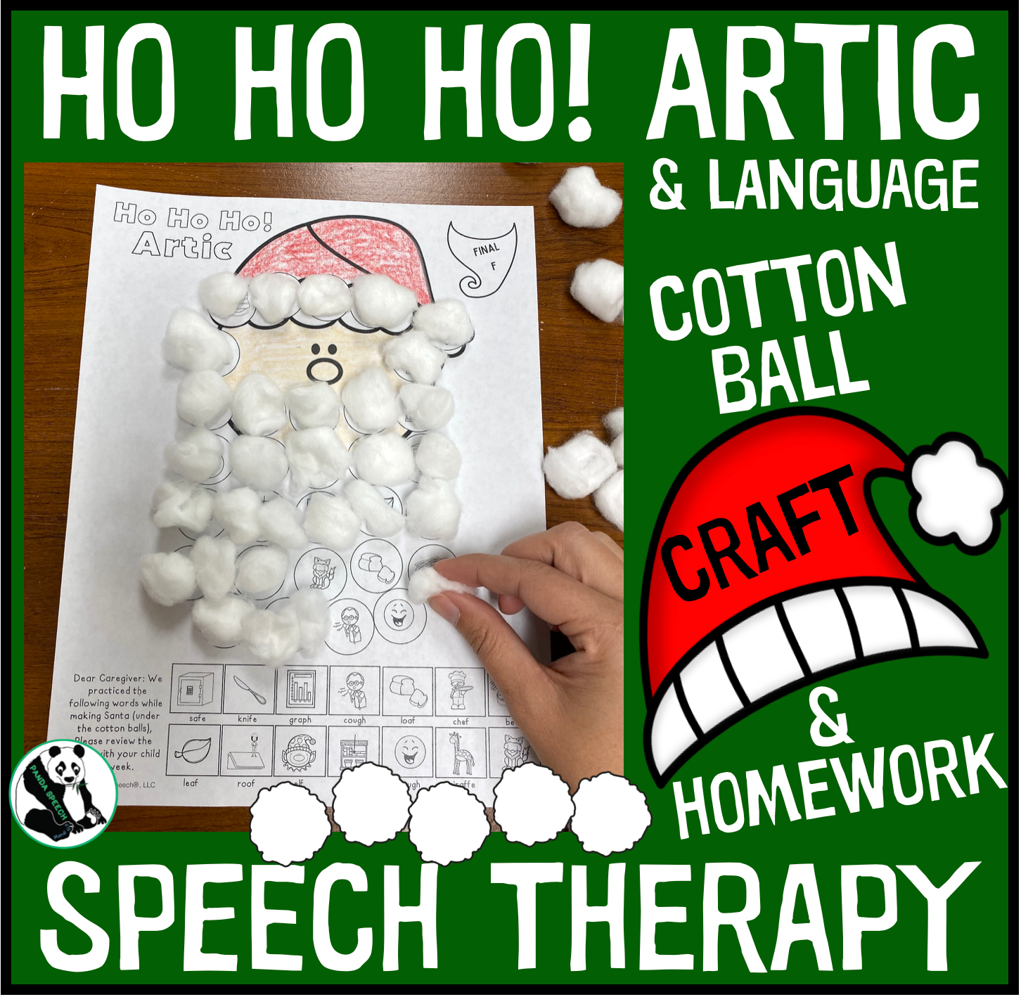 Ho Ho Ho! Articulation and Language! Speech Therapy Cotton Ball craft ...