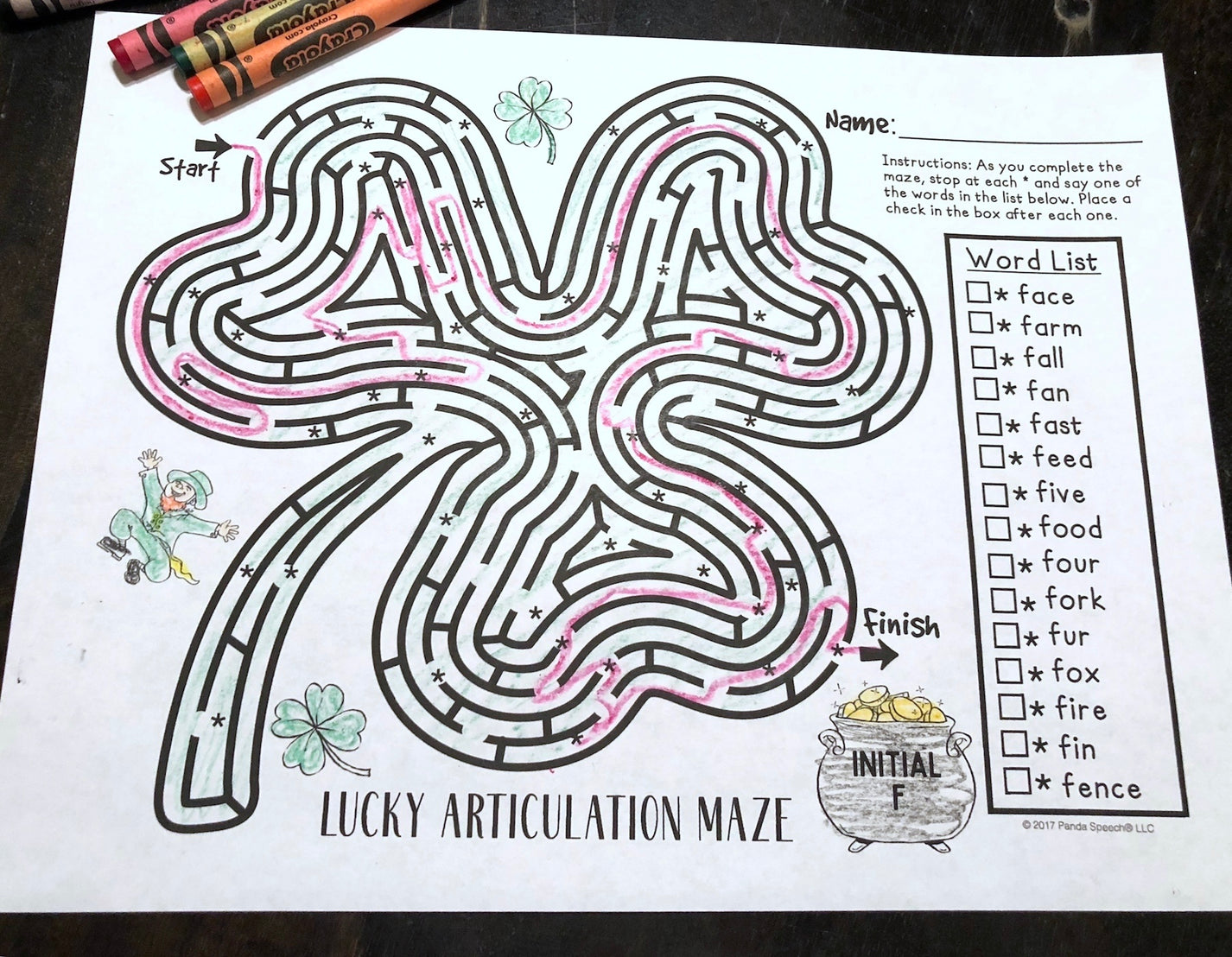 Lucky Articulation Mazes ~ No Prep Speech Therapy – Panda Speech LLC