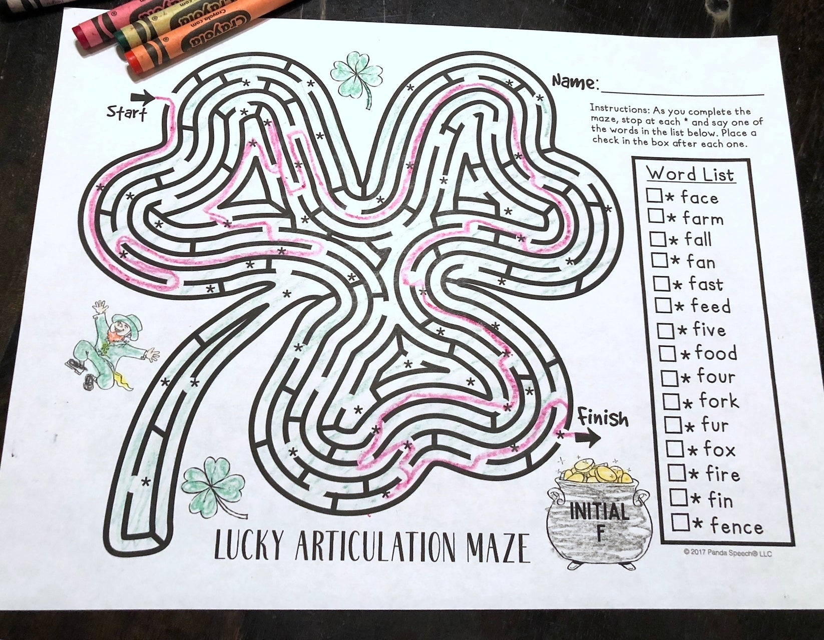Lucky Articulation Mazes ~ No Prep Speech Therapy – Panda Speech LLC