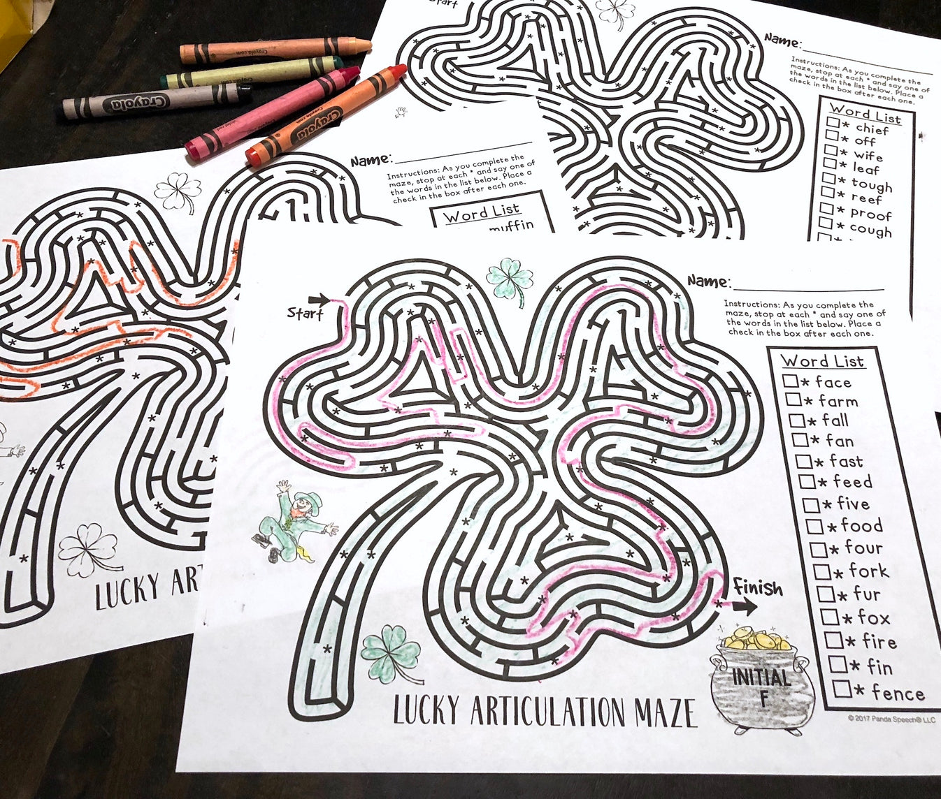 Lucky Articulation Mazes ~ No Prep Speech Therapy – Panda Speech LLC