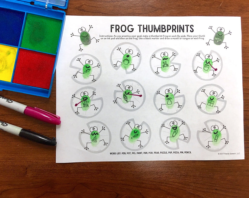 Frog Thumbprints A Speech Therapy Craft Activity ~ Articulation Practi ...