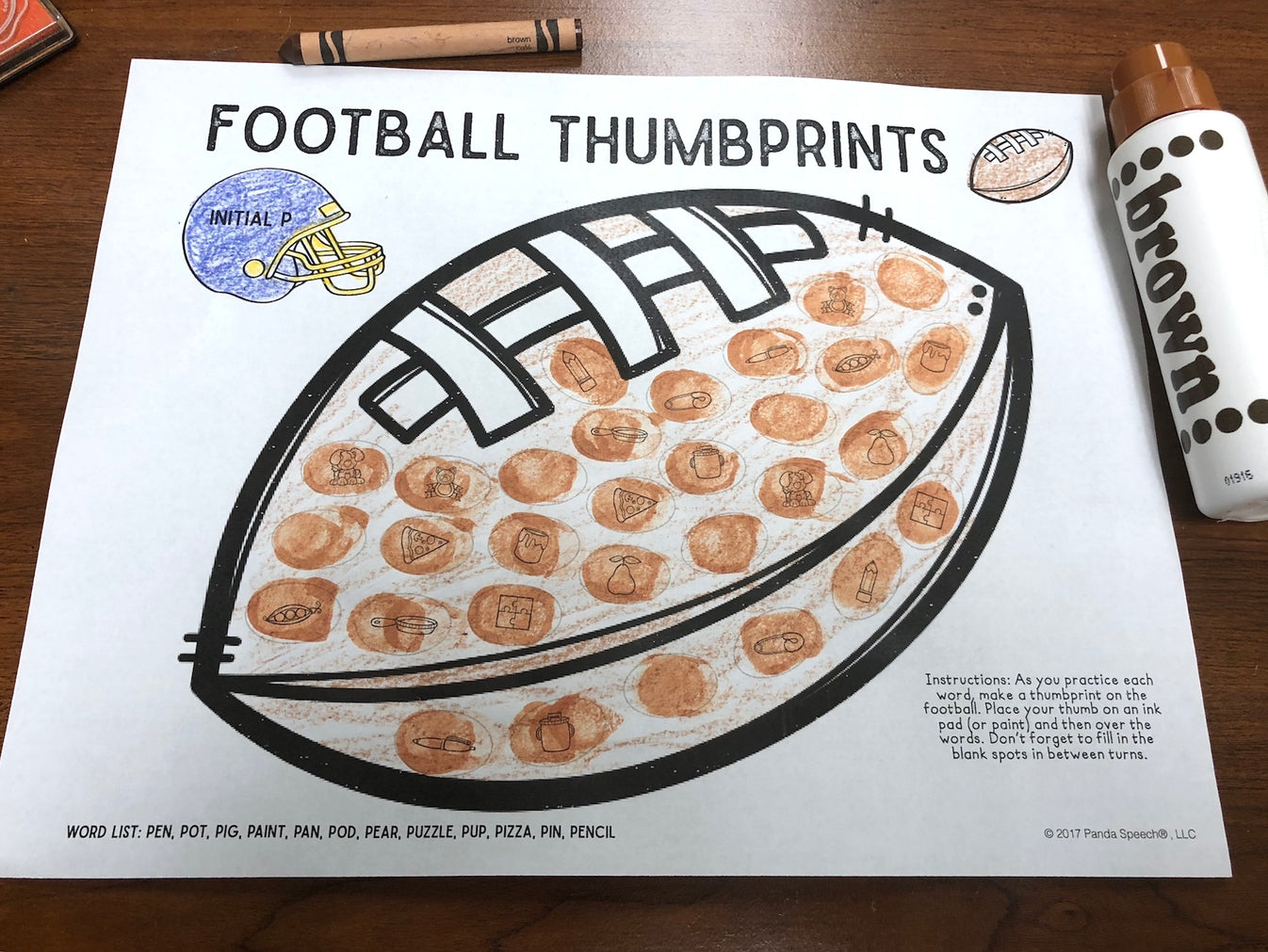 Football Thumbprints A Speech Therapy Craft Activity ~ Articulation Pr ...