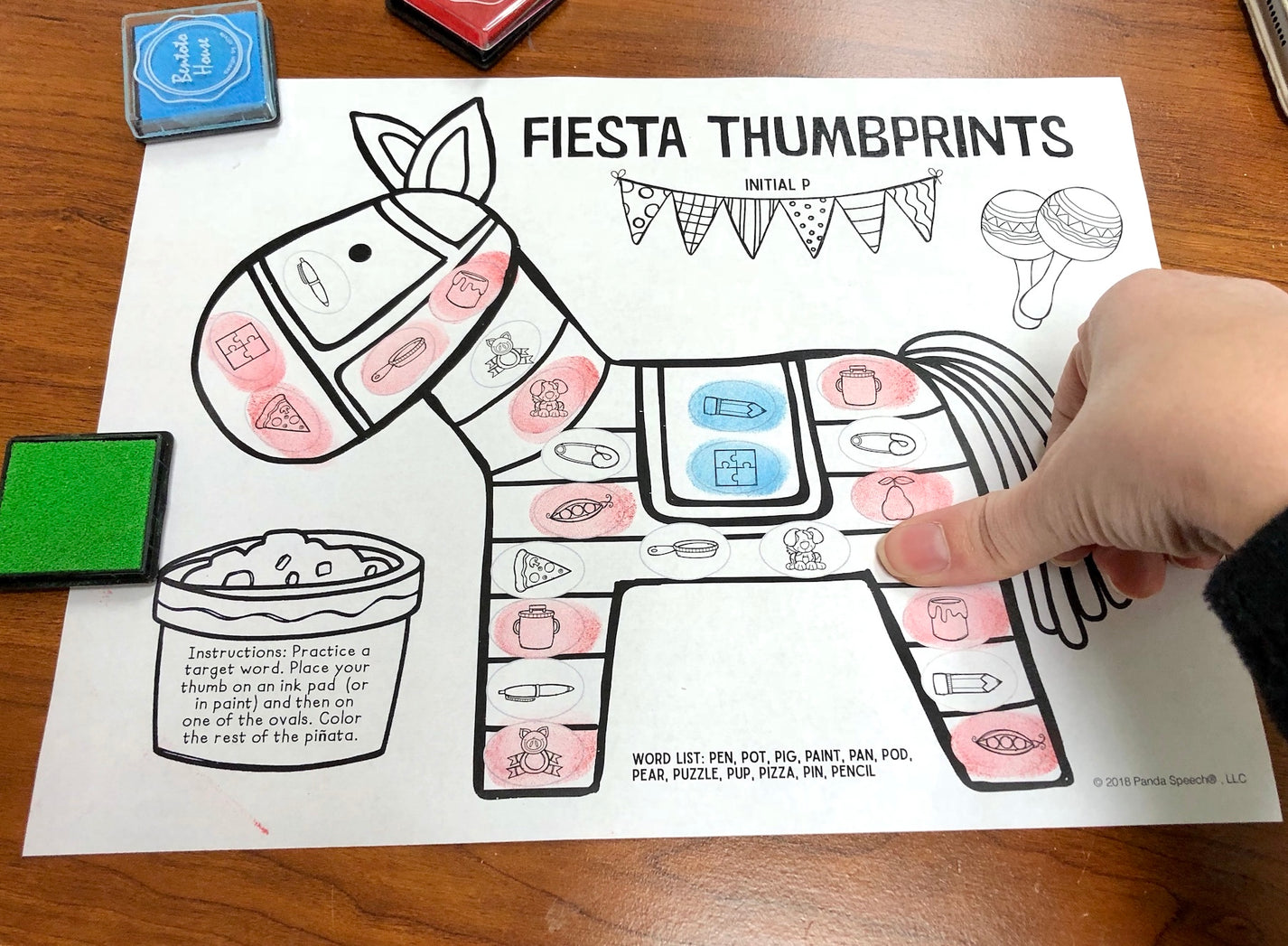 Piñata Thumbprints A Speech Therapy Craft Activity ~ Articulation Prac ...