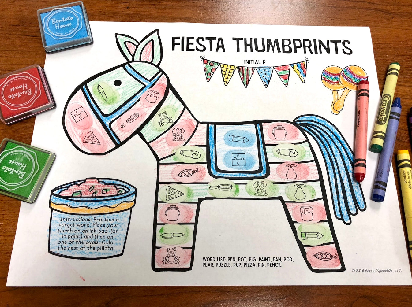 Piñata Thumbprints A Speech Therapy Craft Activity ~ Articulation Prac ...