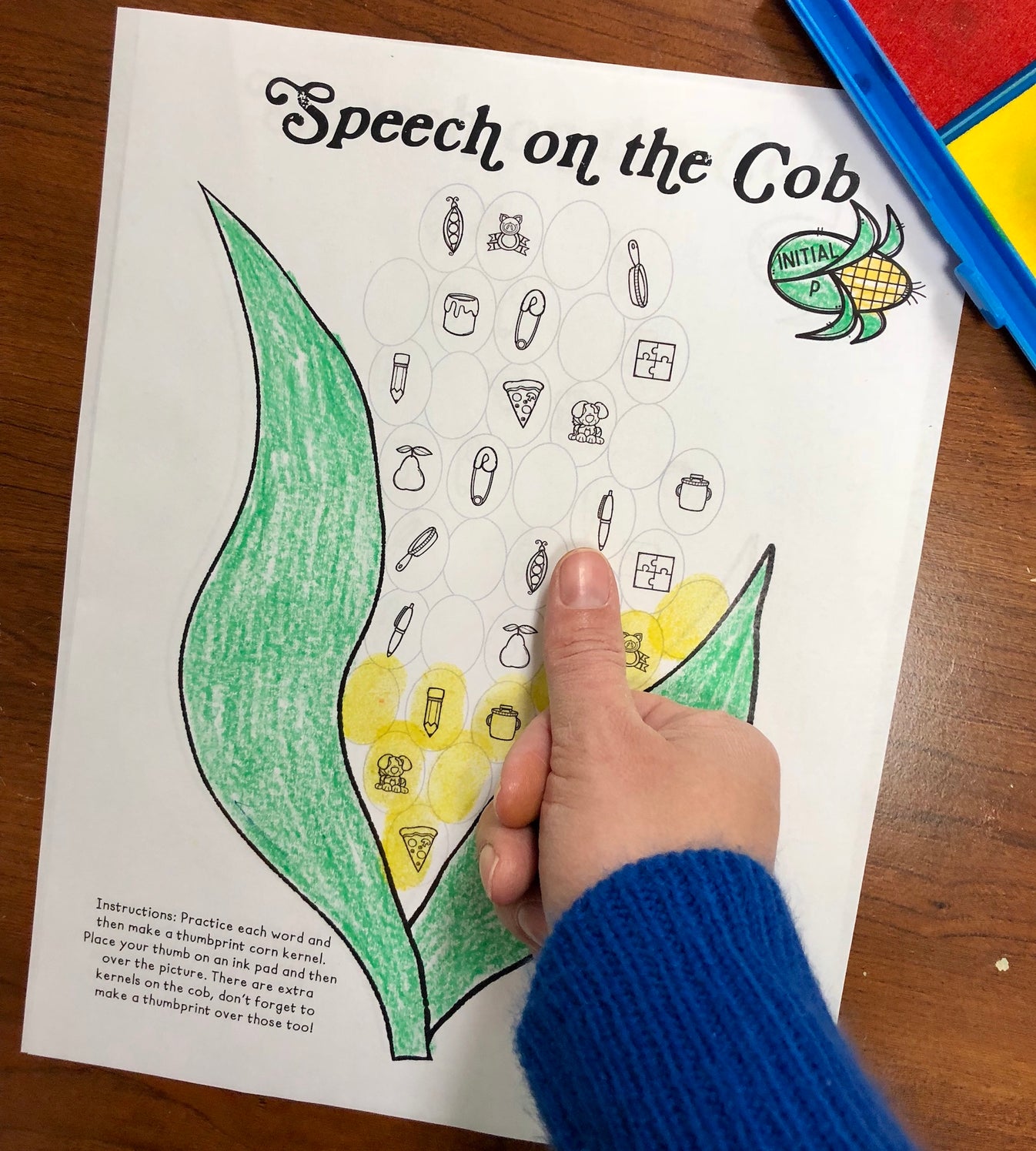 Corn on the Cob Thumbprints A Speech Therapy Craft Activity ~ Articula ...