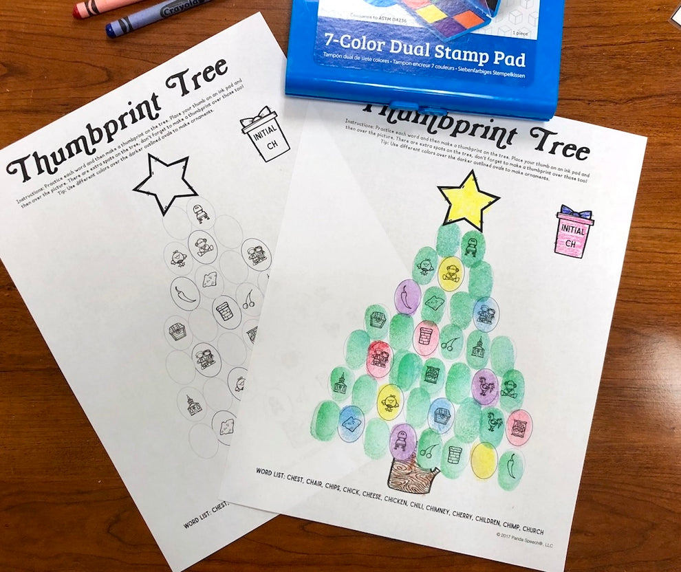 Christmas Tree Thumbprints A Speech Therapy Craft Activity ~ Articulat ...