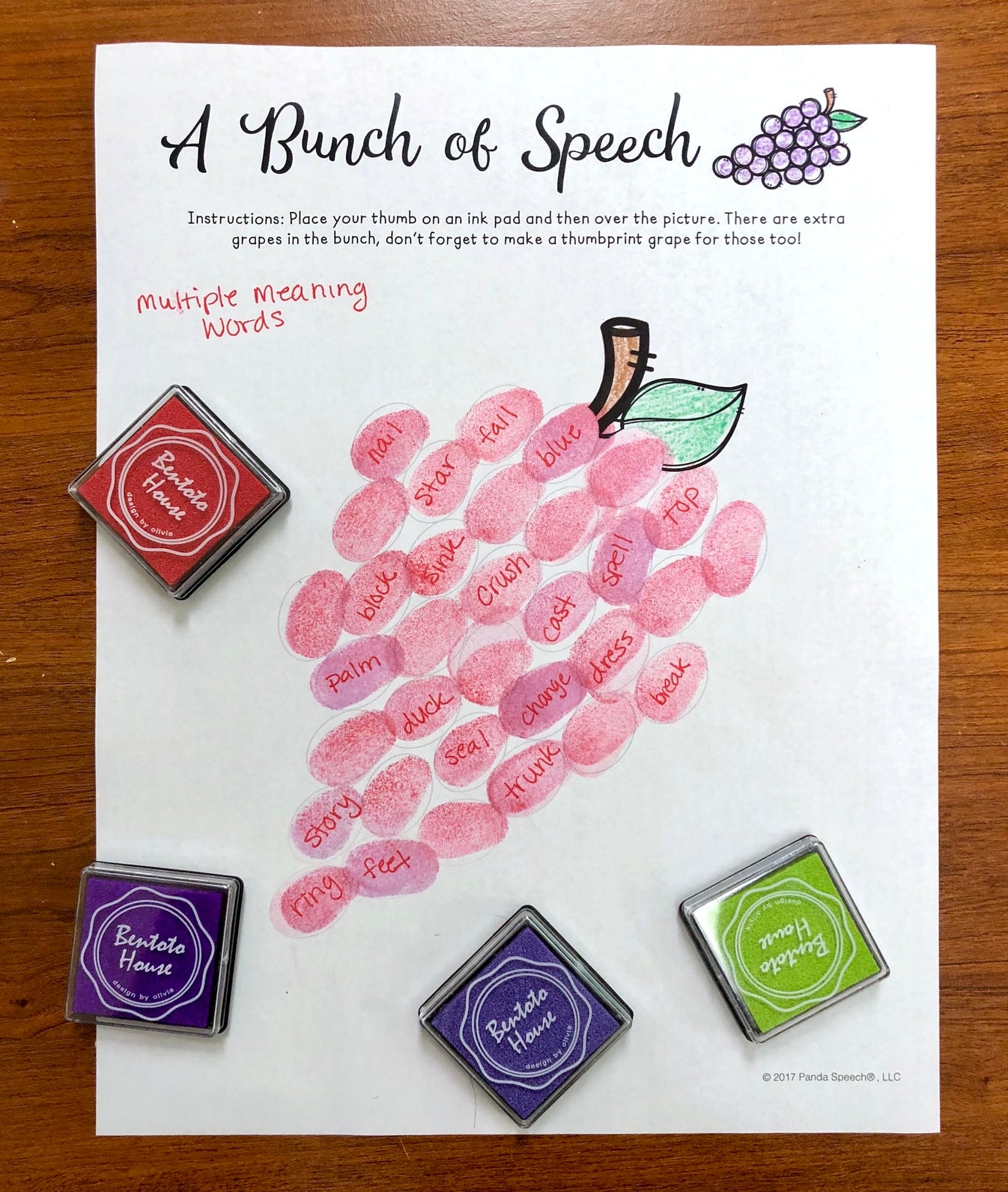 Grape Thumbprints A Speech Therapy Craft Activity ~ Articulation Pract ...