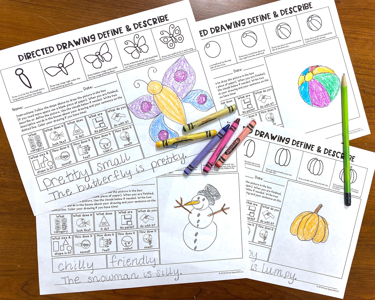Seasonal Directed Drawing Define & Describe ~ Print & Go for Speech Th ...