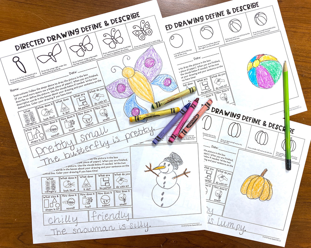 Seasonal Directed Drawing Define & Describe ~ Print & Go for Speech Th ...