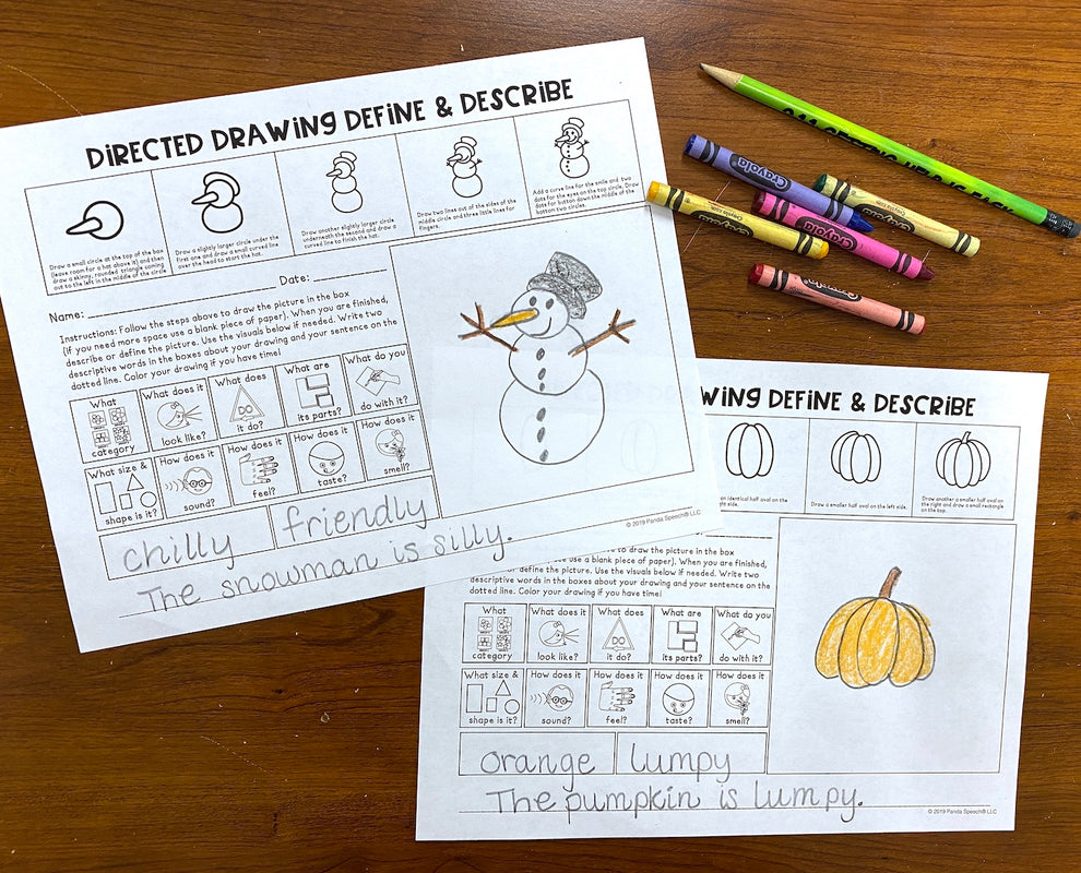 Seasonal Directed Drawing Define & Describe ~ Print & Go for Speech Th ...