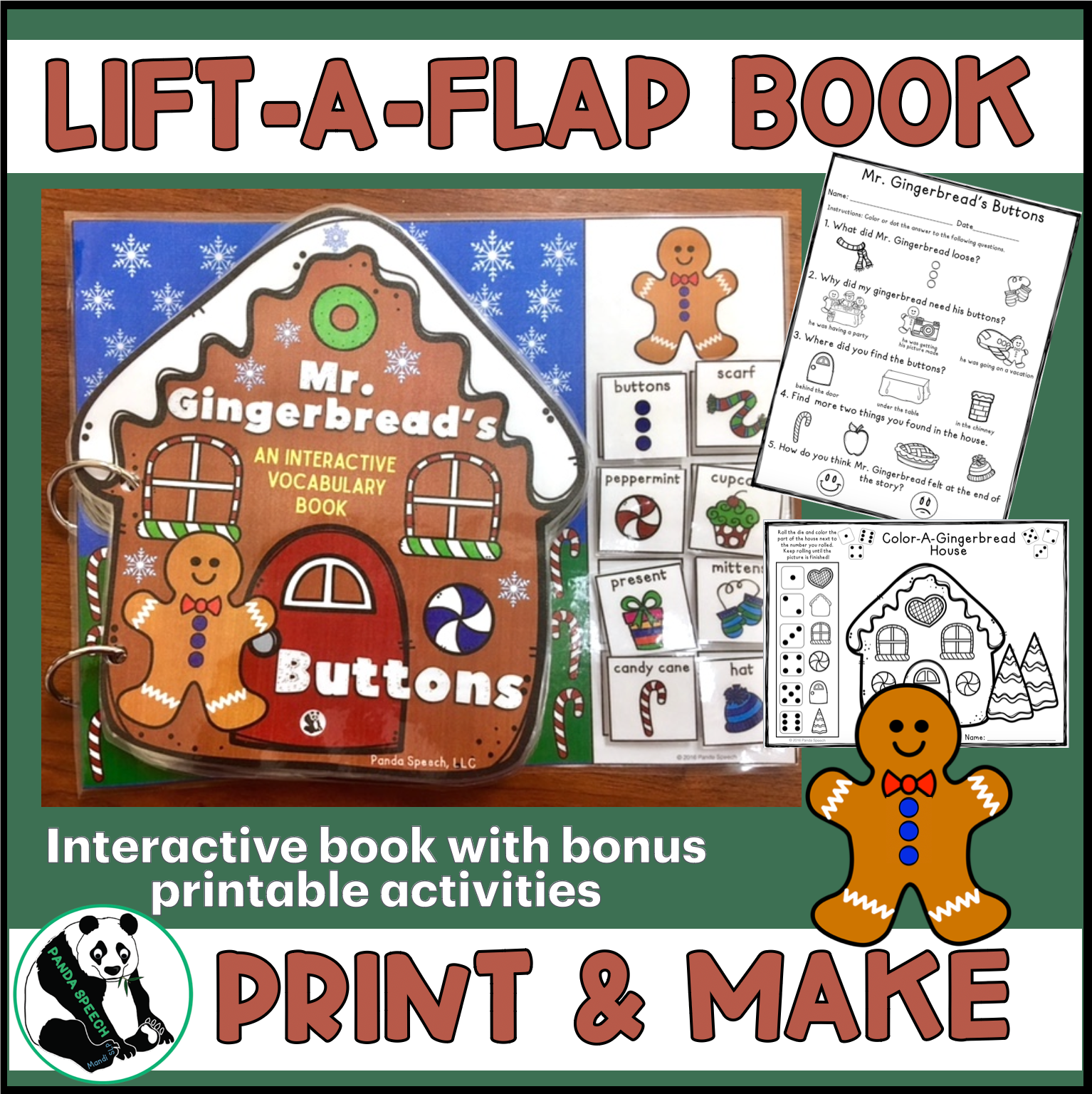 Mr. Gingerbread's Buttons Lift a Flap Book (Print & Make Book) – Panda ...