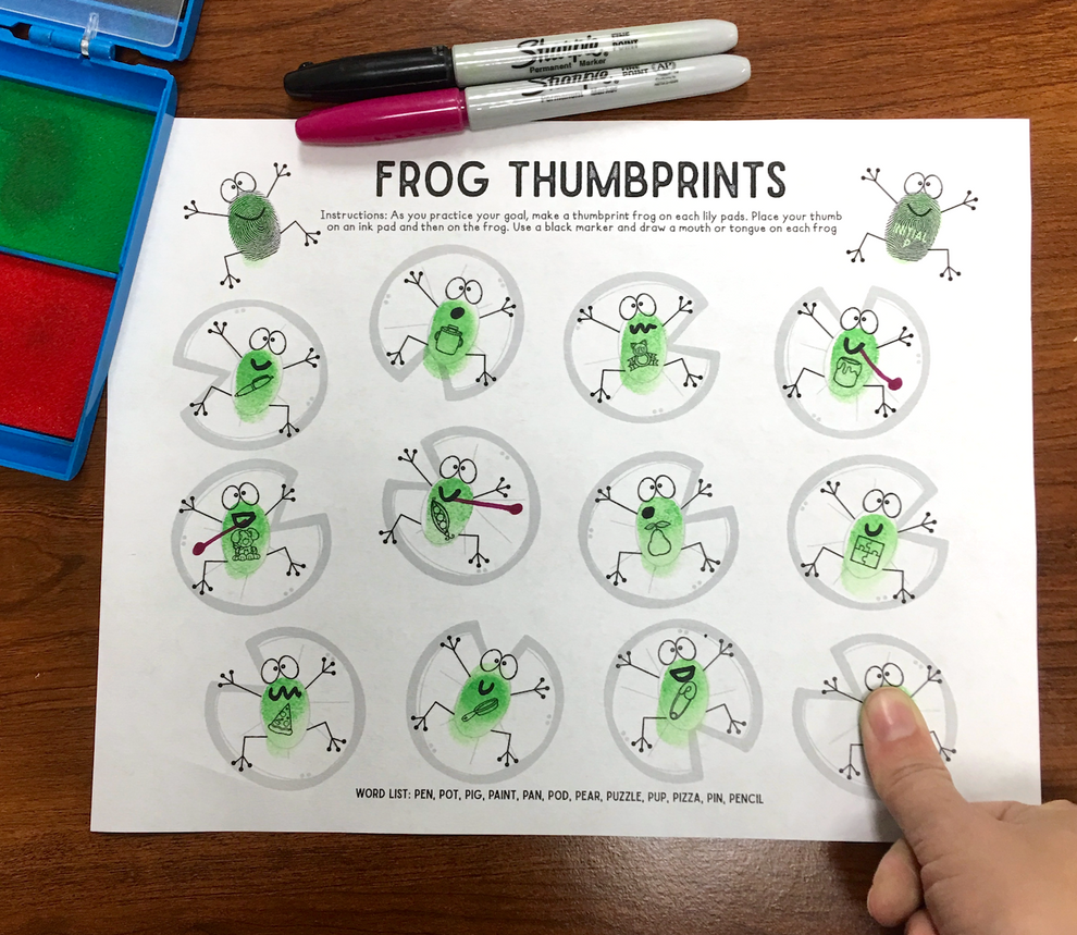 Frog Thumbprints A Speech Therapy Craft Activity ~ Articulation Practi ...
