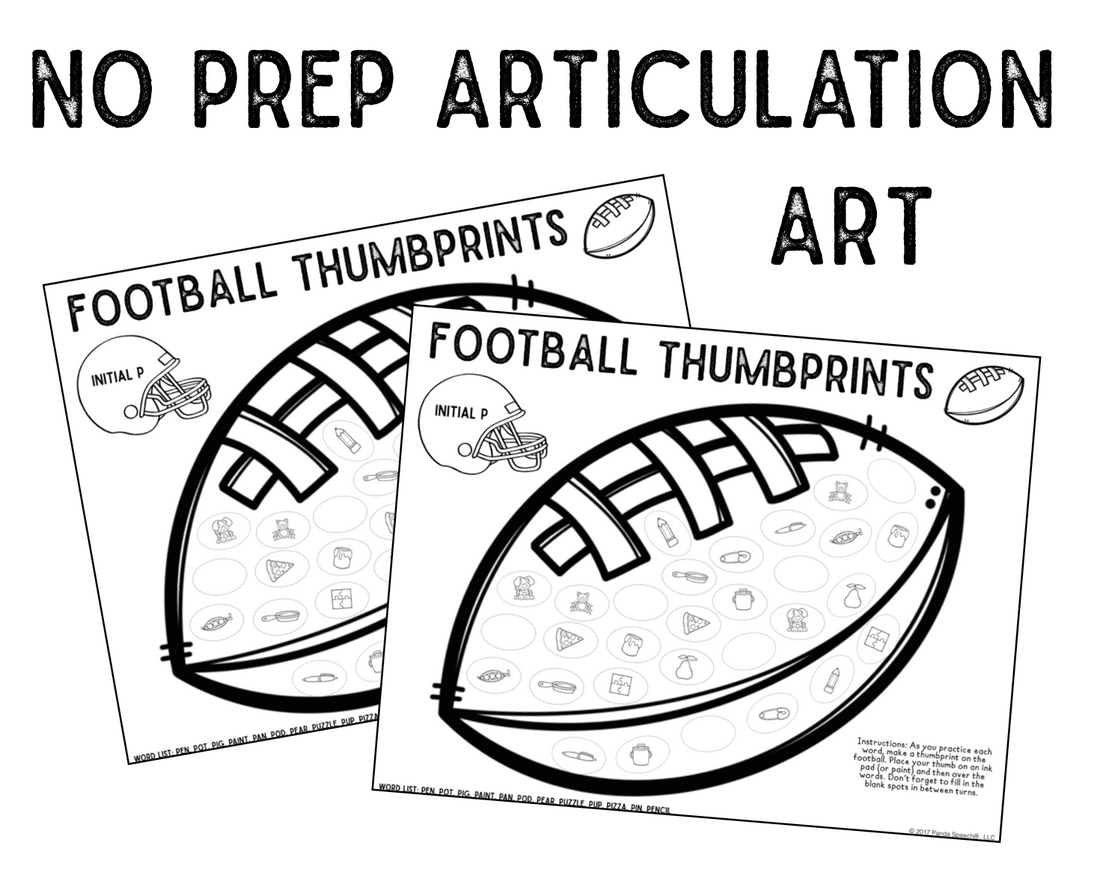 Football Thumbprints A Speech Therapy Craft Activity ~ Articulation Pr ...
