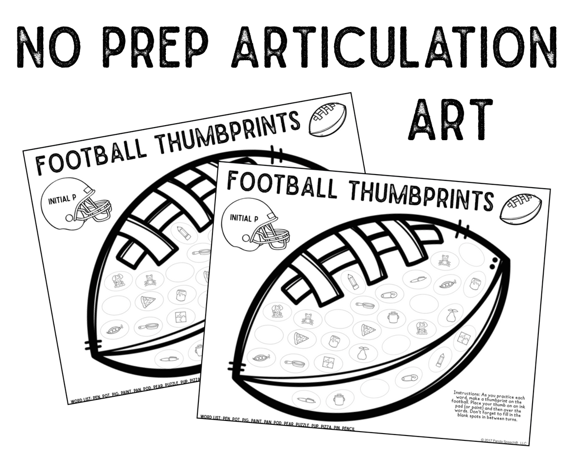 Football Thumbprints A Speech Therapy Craft Activity ~ Articulation Pr ...