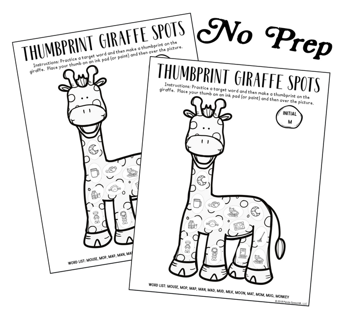 Giraffe Spots Thumbprints A Speech Therapy Craft Activity ~ Articulati ...