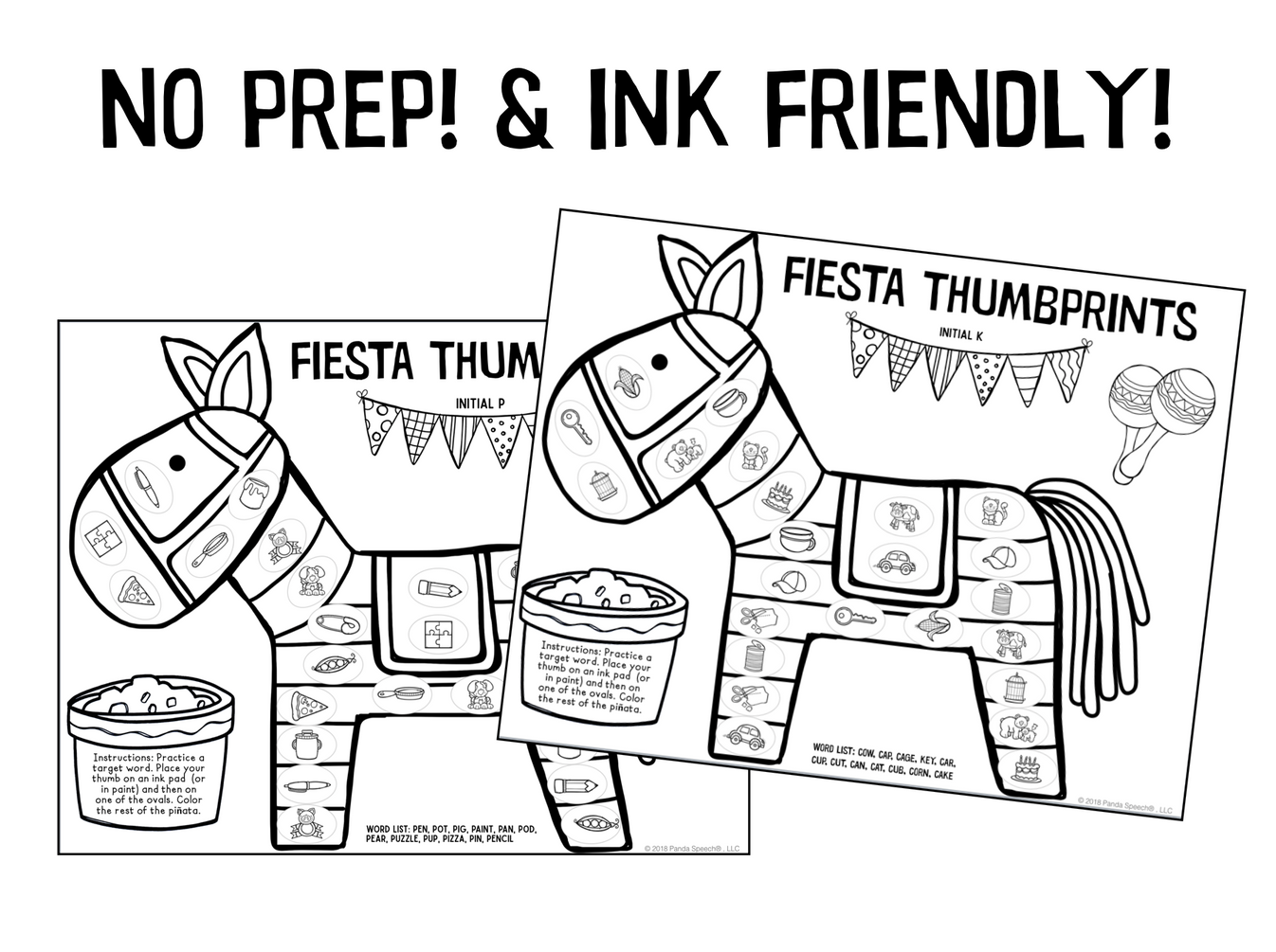 Piñata Thumbprints A Speech Therapy Craft Activity ~ Articulation Prac ...