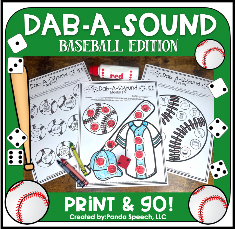 Dab a Sound Baseball Edition ~ Print & Go for Articulation Speech Ther ...