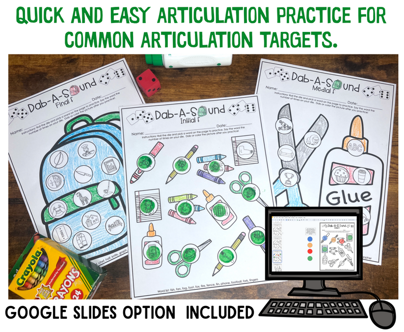 Dab a Sound Back to School Edition ~ Print & Go for Articulation Speec ...
