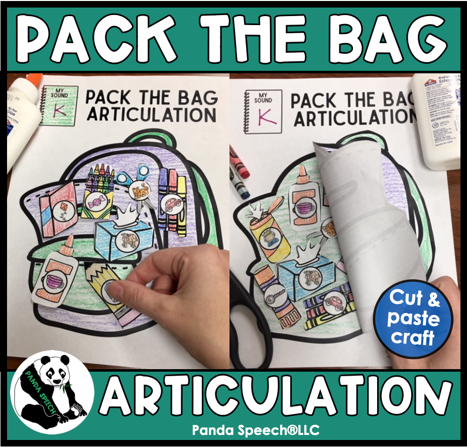 Pack the Bag Articulation~ Speech Therapy Cut & Paste Craft – Panda ...