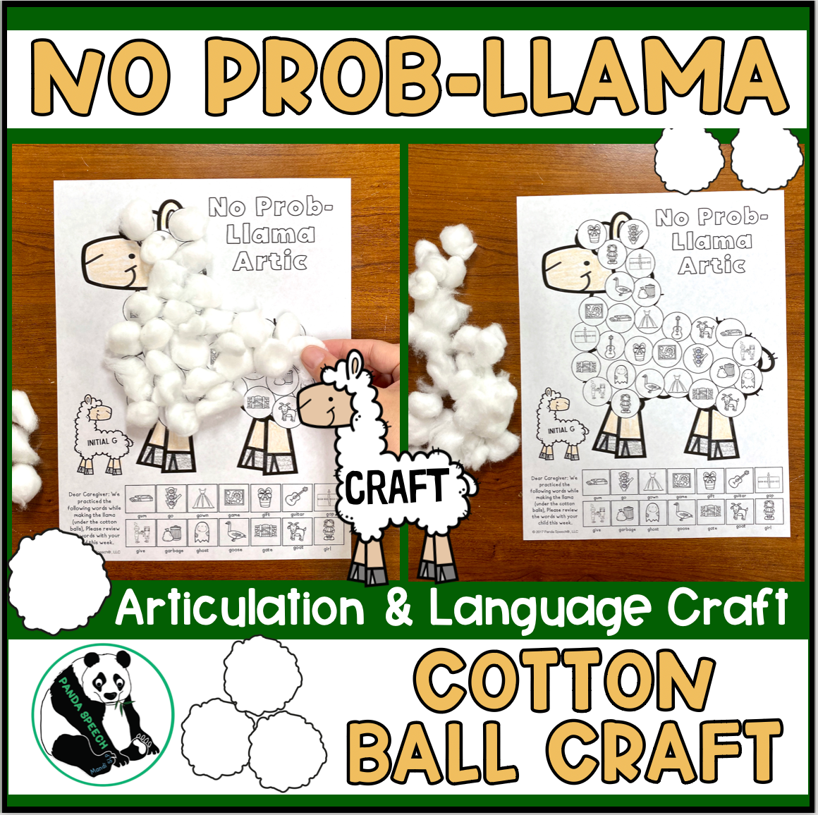 No Prob-Llama Articulation and Language! Speech Therapy Cotton Ball cr ...