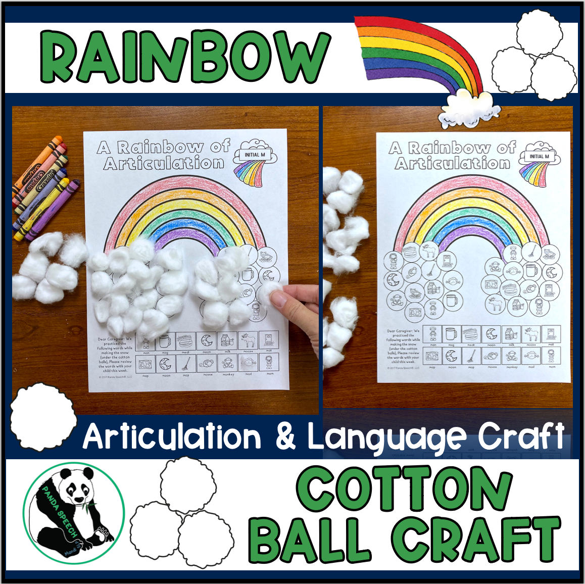 A Rainbow of Articulation and Language! Speech Therapy Cotton Ball cra – Panda Speech LLC