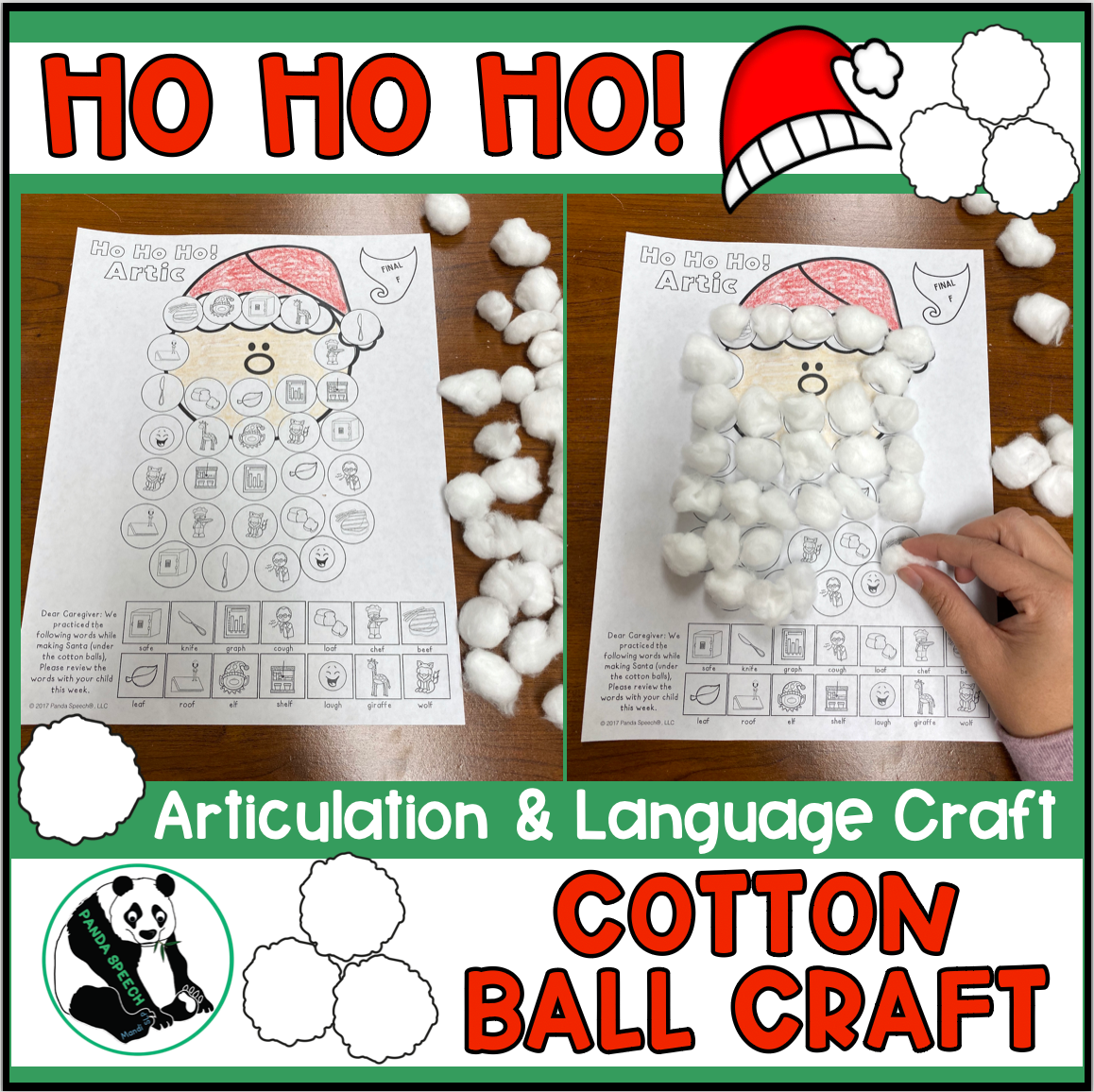 Ho Ho Ho! Articulation and Language! Speech Therapy Cotton Ball craft ...