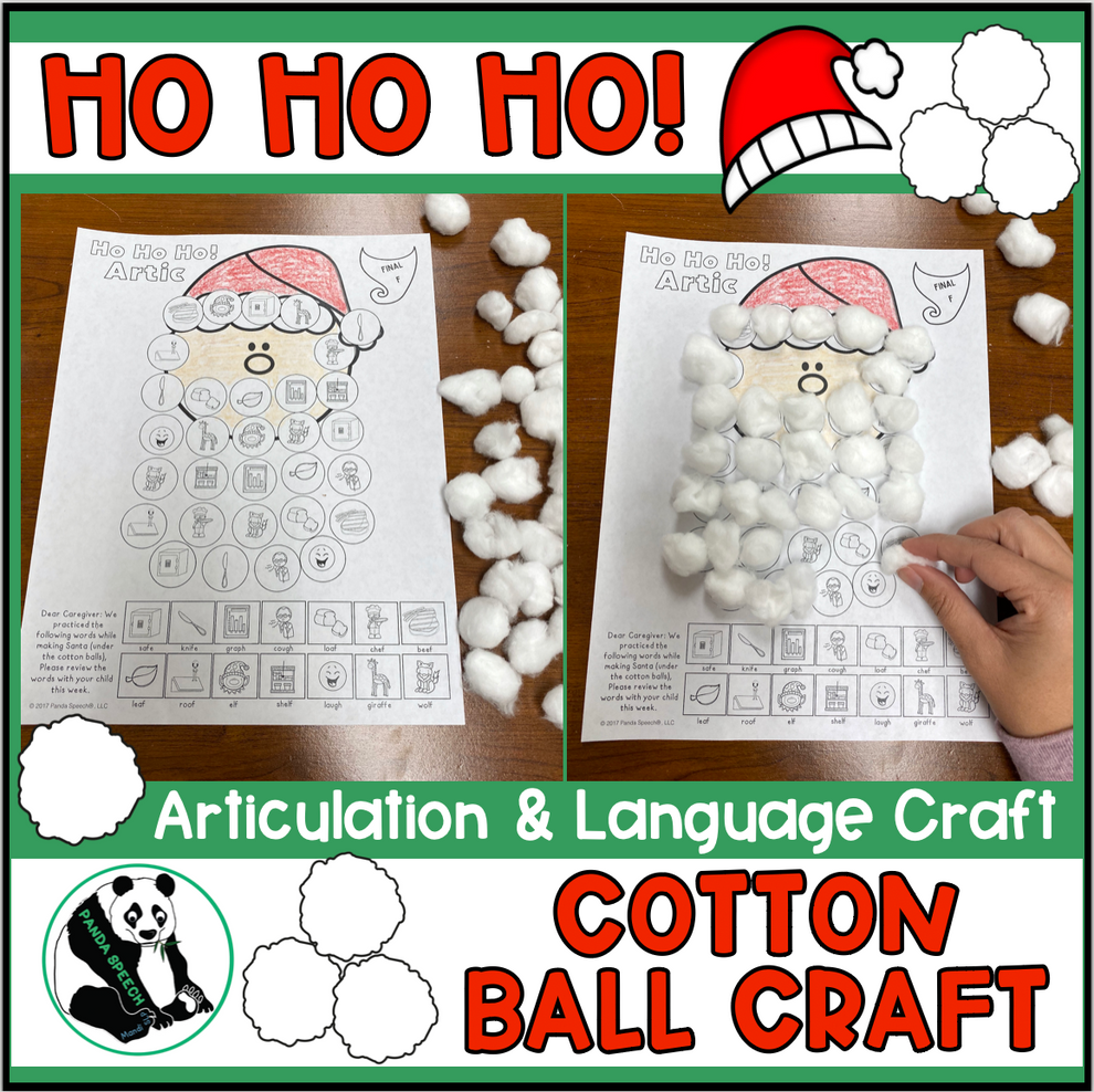 Ho Ho Ho! Articulation and Language! Speech Therapy Cotton Ball craft ...