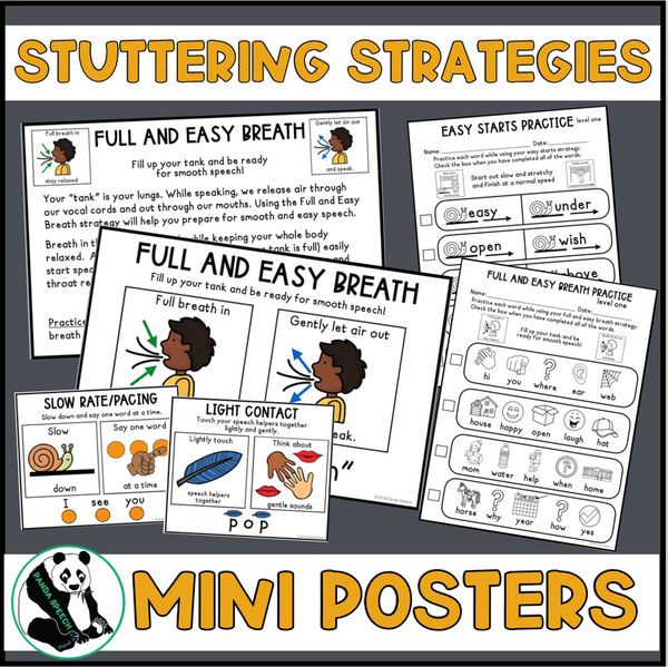 Fluency Strategy Mini- Posters and Practice Sheets ~Stuttering – Panda ...