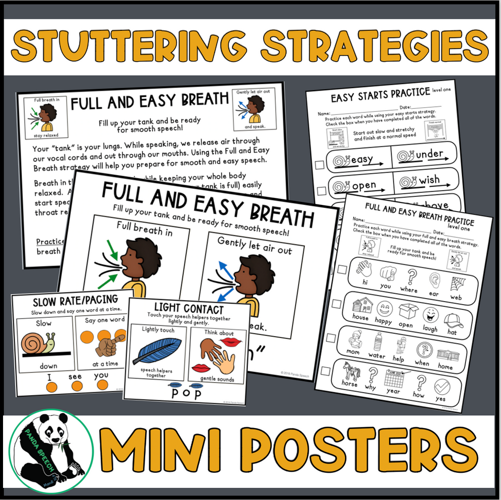 Fluency Strategy Mini- Posters and Practice Sheets ~Stuttering – Panda ...