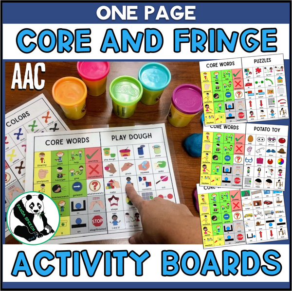 Core and Fringe One Page Activity Boards ~ AAC – Panda Speech LLC