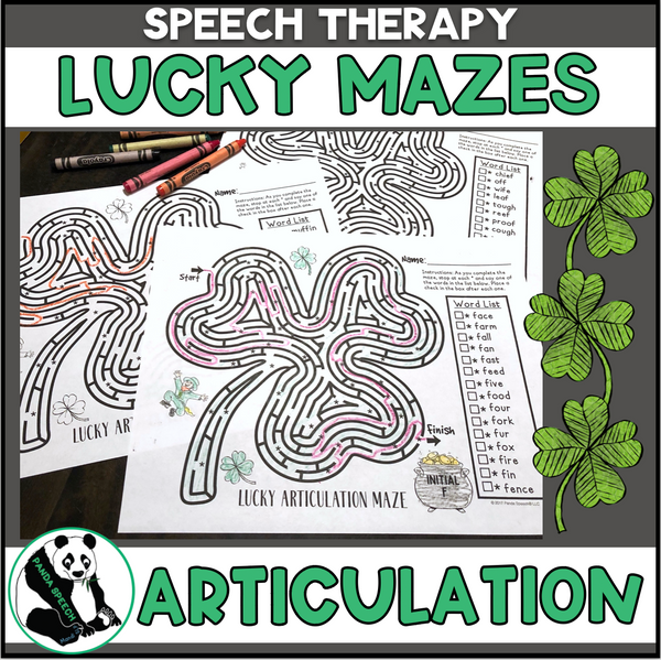 Lucky Articulation Mazes ~ No Prep Speech Therapy – Panda Speech LLC