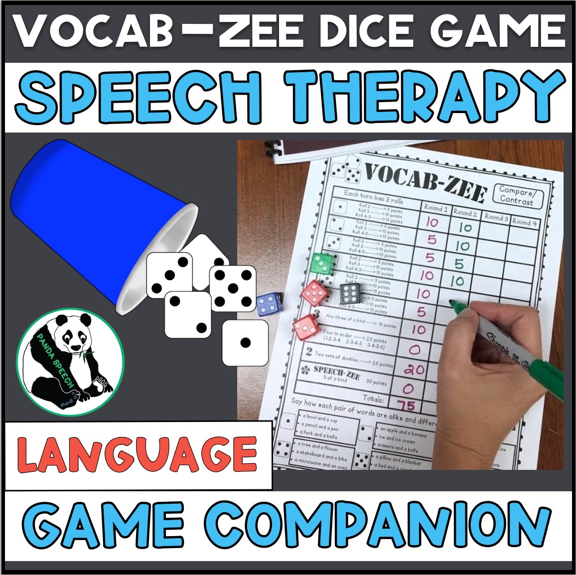 Vocab Zee ~ Articulation Dice Game Companion – Panda Speech LLC