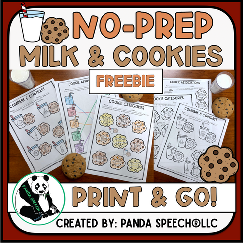 Milk and Cookies Language FREEBIE ~ Print & Go – Panda Speech LLC