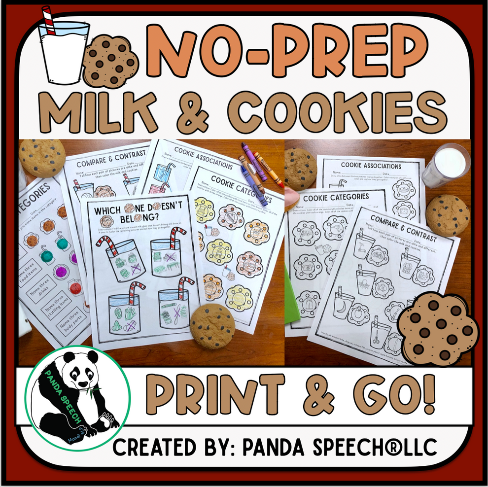 Milk and Cookies No Prep Language Pack (Quick pack!) – Panda Speech LLC