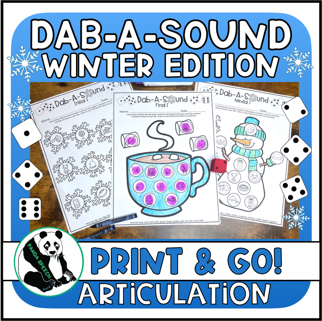 Dab a Sound Winter Edition ~ Print & Go for Articulation Speech Therap ...