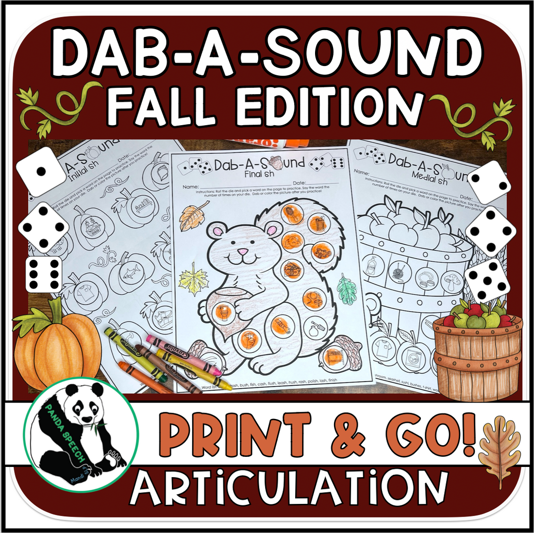 Dab a Sound Fall Edition ~ Print & Go for Articulation Speech Therapy ...
