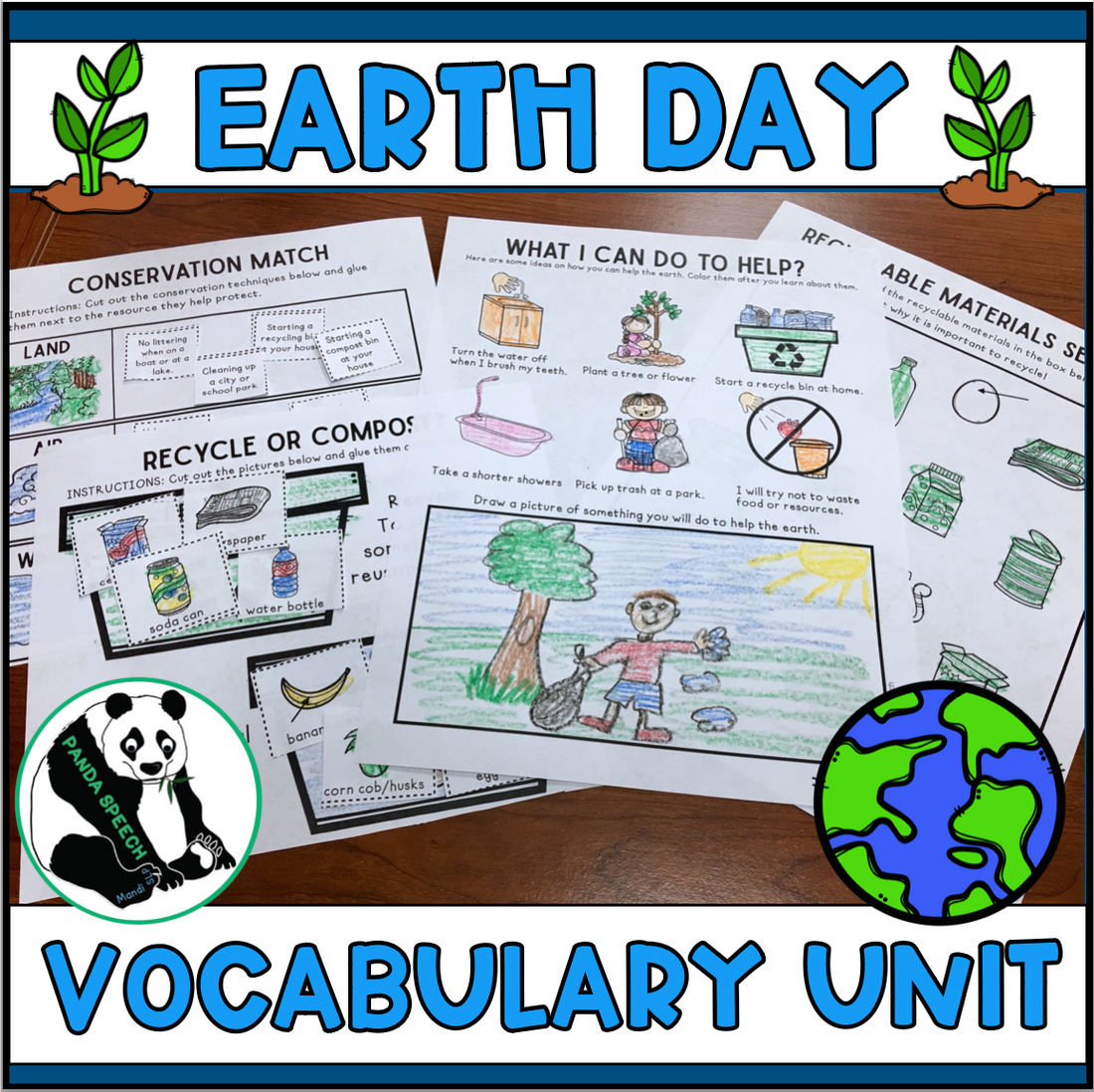 Earth day Vocabulary No-Print Unit ~ Print & Go – Panda Speech LLC