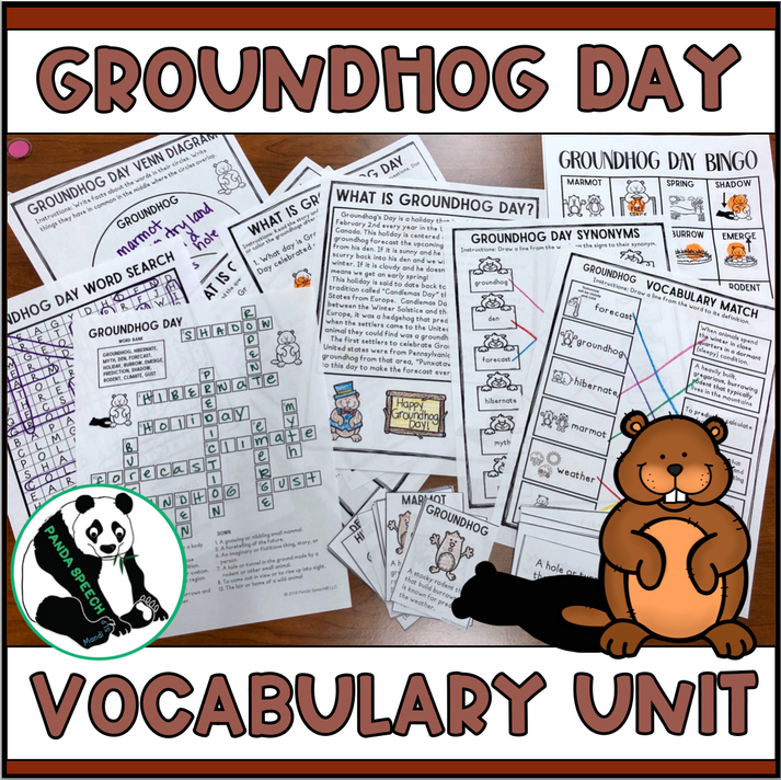 Groundhog day Vocabulary No-Print Unit ~ Print & Go – Panda Speech LLC