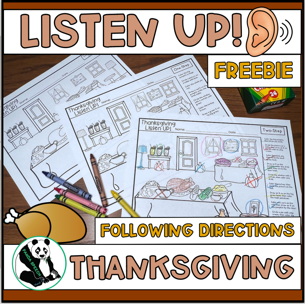 Thanksgiving Dinner Listen Up! Following Directions Freebie – Panda ...