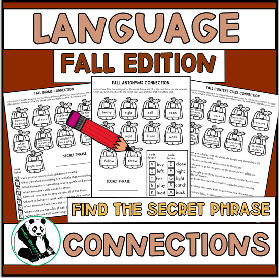 Fall Language Connections ~ Find the Secret Phrase ~ Speech Therapy Vo ...