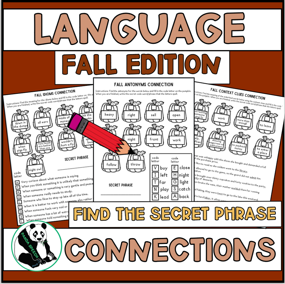 Fall Language Connections ~ Find the Secret Phrase ~ Speech Therapy Vo ...