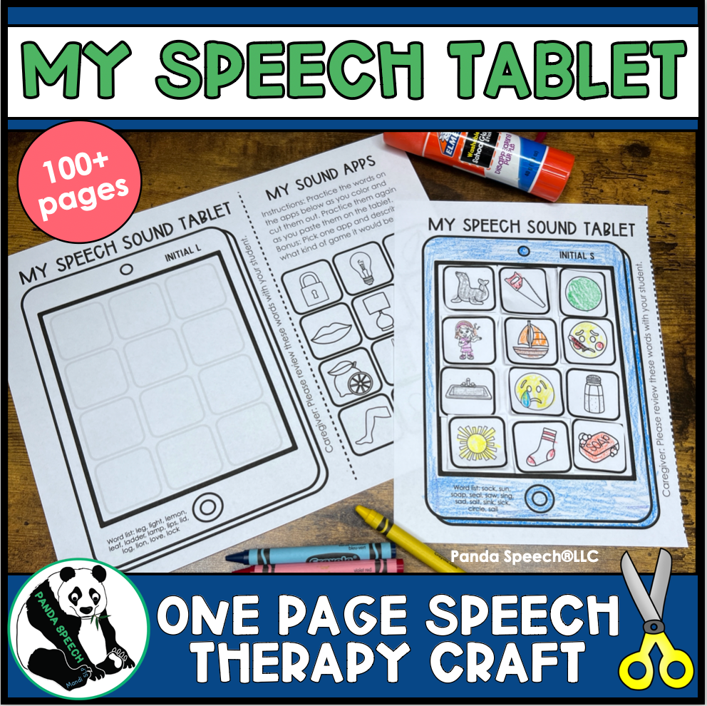 My Speech Tablet ~ One Page Articulation & Language Craft – Panda ...