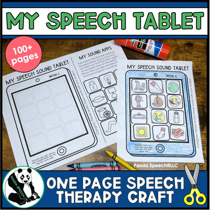 My Speech Tablet ~ One Page Articulation & Language Craft – Panda ...
