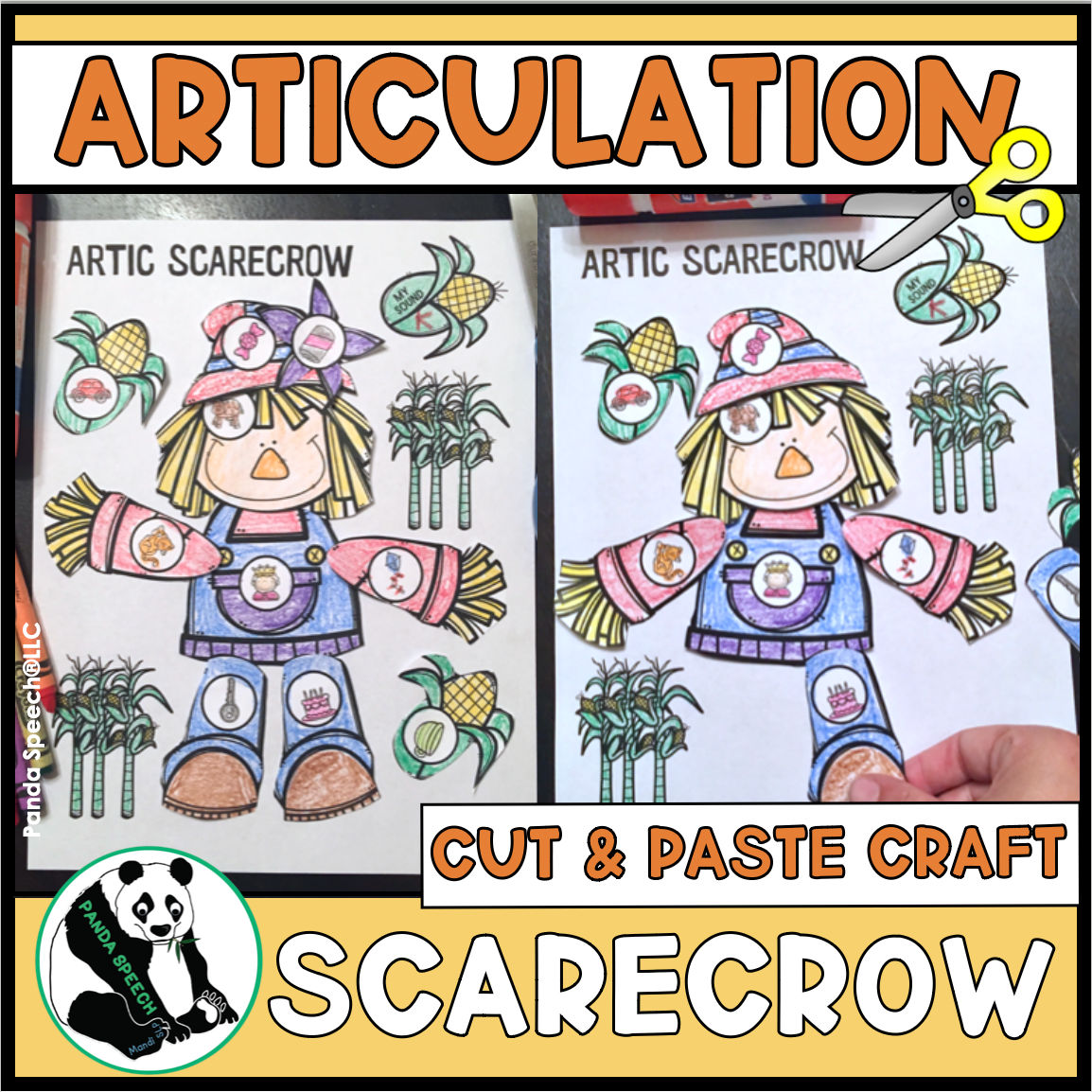 Articulation Scarecrow ~ Speech Therapy Cut & Paste Craft – Panda ...