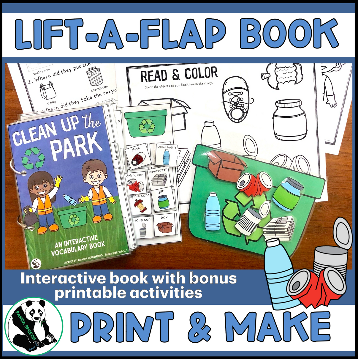 Clean up the Park (Recycle Theme) Lift a Flap Book (Print & Make Book ...