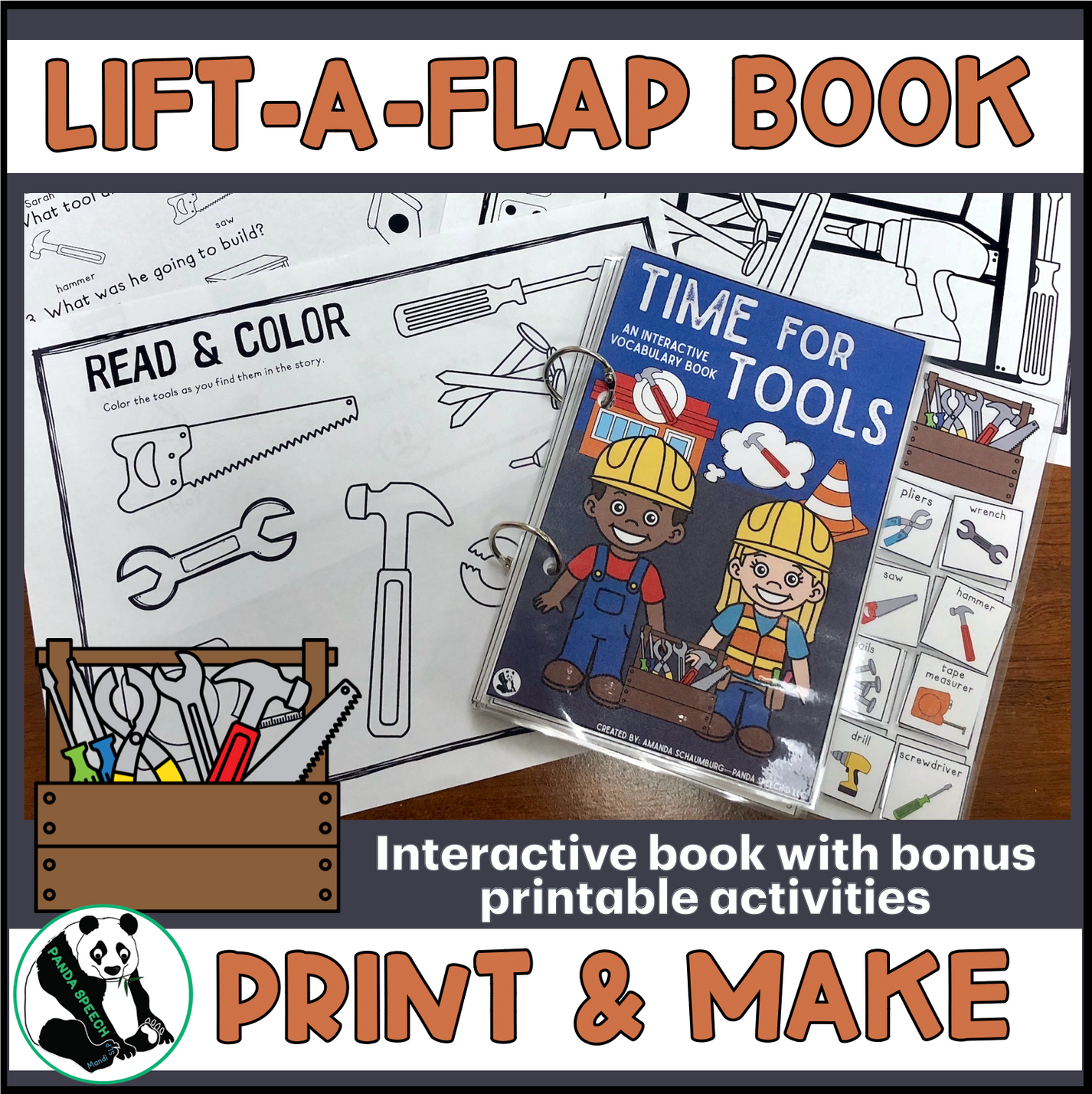 Time for Tools Lift a Flap Book (Print & Make Book) – Panda Speech LLC