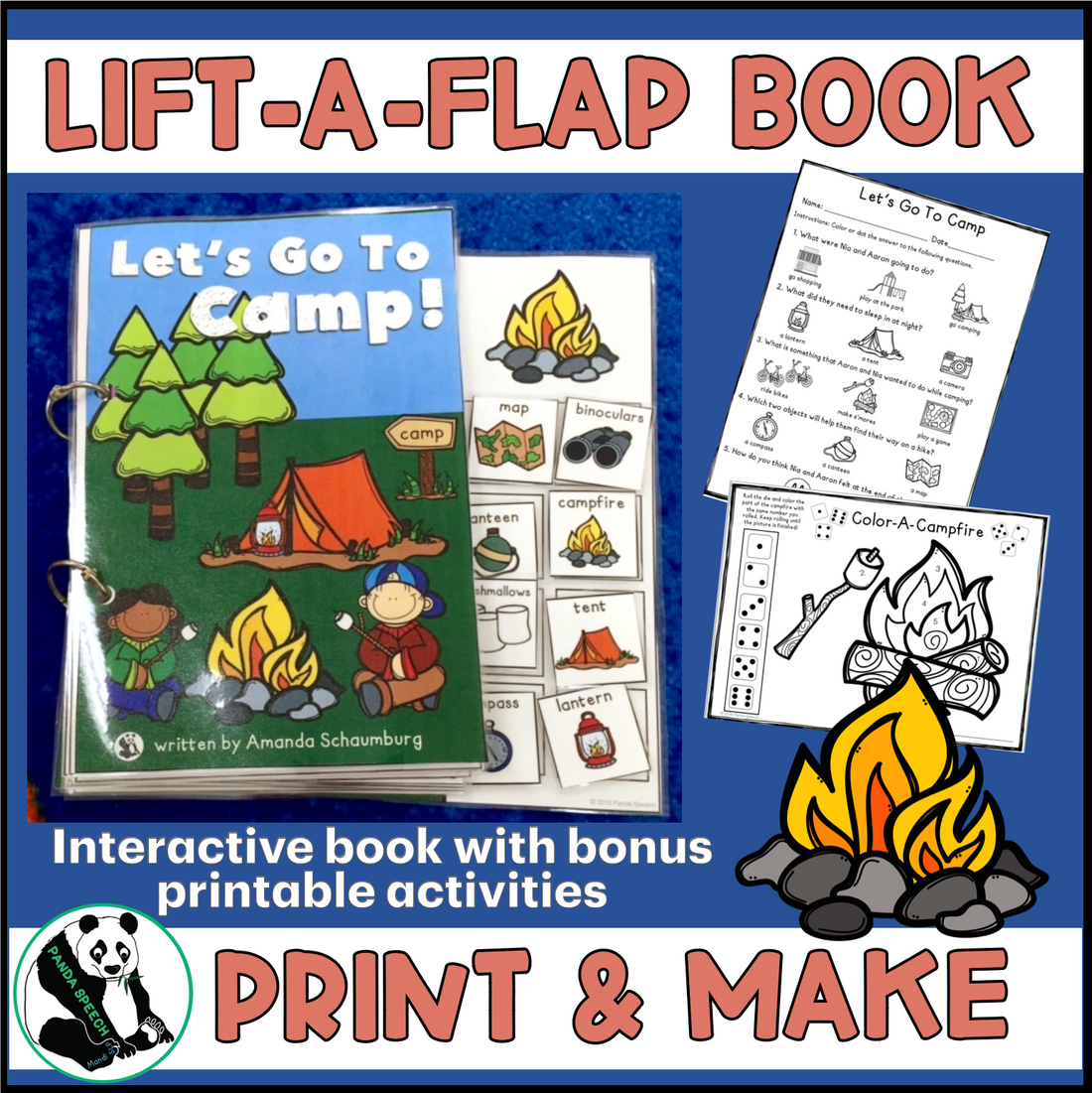 Let's go to Camp! Lift a Flap Book (Print & Make Book) – Panda Speech LLC