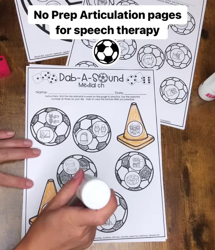 Dab a Sound Soccer Edition ~ Print & Go for Articulation Speech Therap ...