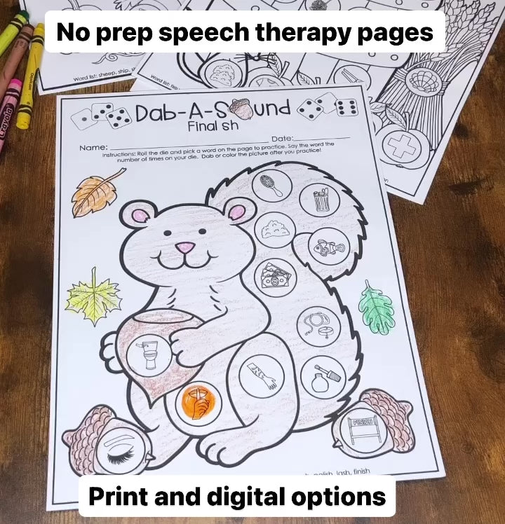 Dab a Sound Fall Edition ~ Print & Go for Articulation Speech Therapy ...