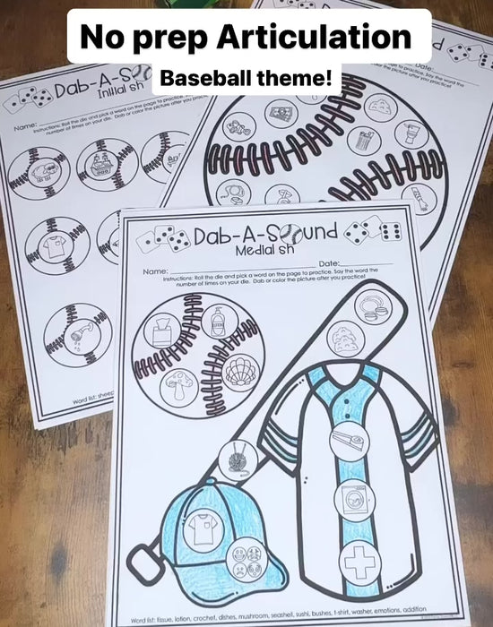 Dab a Sound Baseball Edition ~ Print & Go for Articulation Speech Ther ...